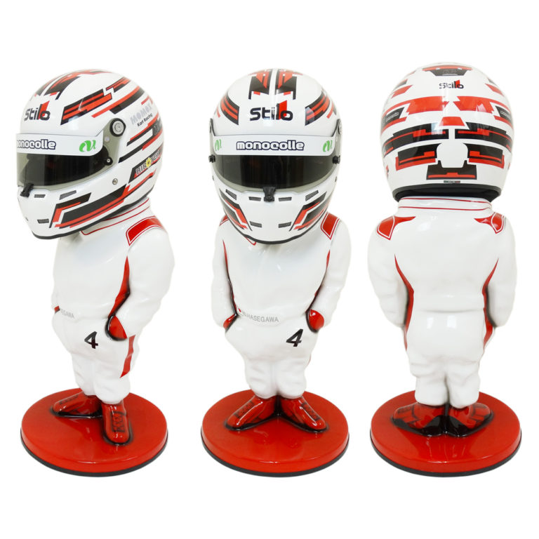 HELMET & HANS DISPLAY STAND RACING DRIVER character figure FRP (No paint)