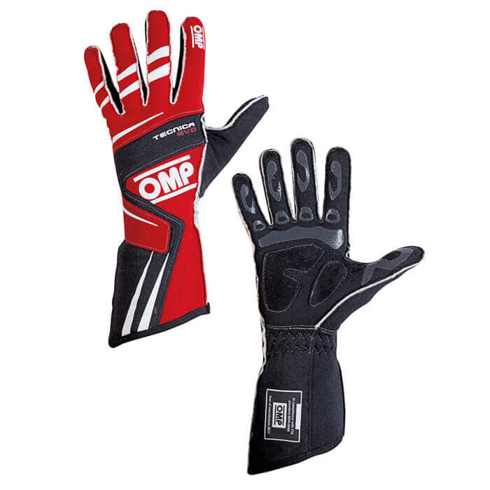 OMP TECNICA EVO GLOVE Red x Black x White S size racing gloves FIA8856 ...