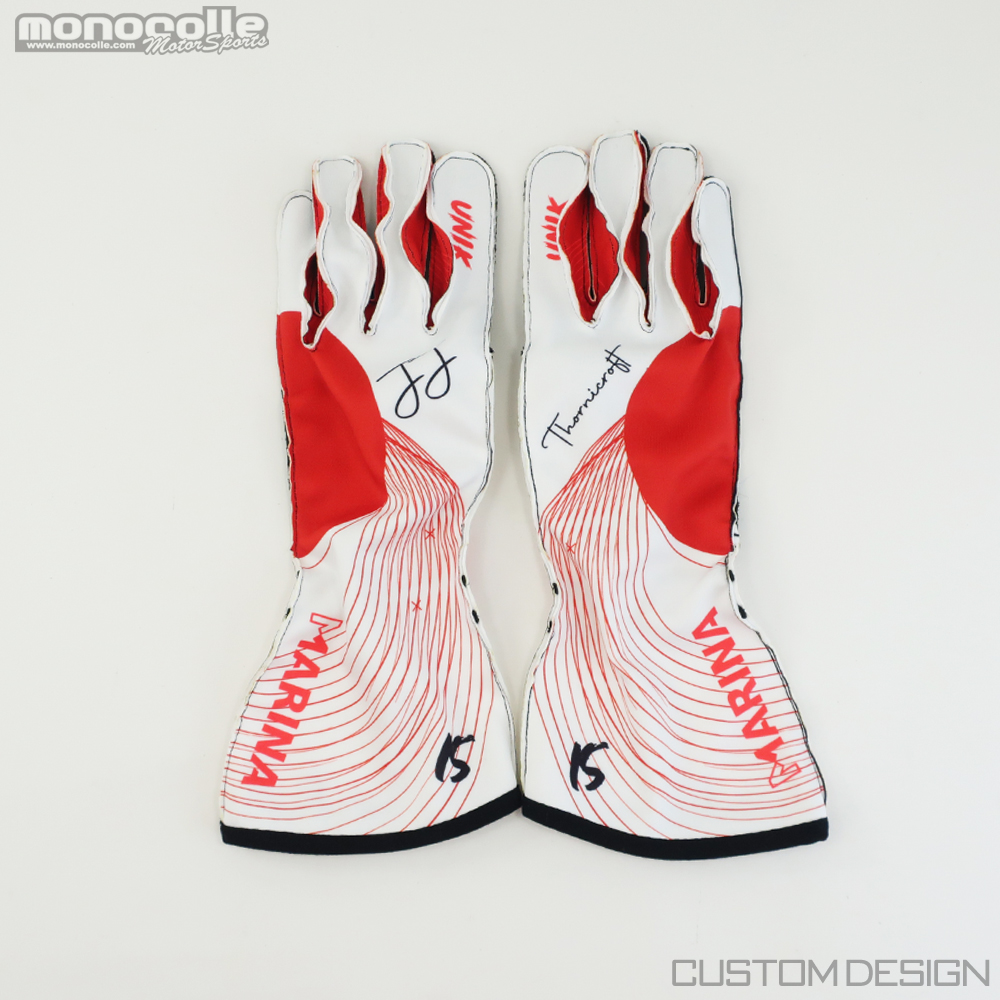 monocolle Marina custom racing kart glove UNIK ATOM White red